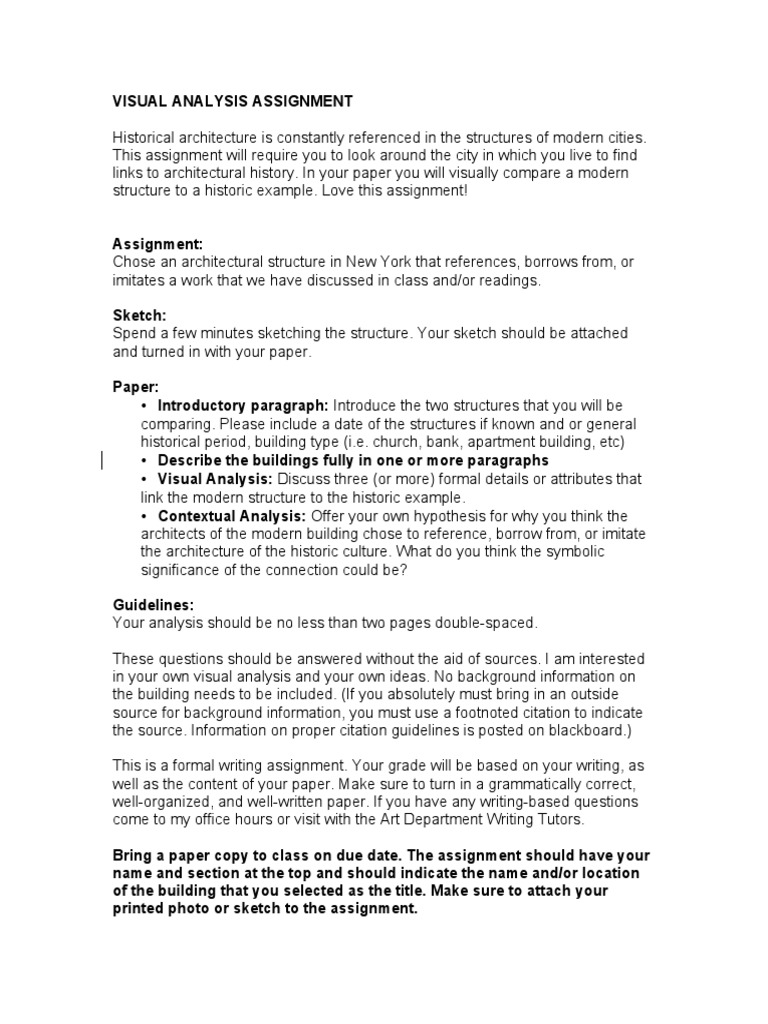 Visual Analysis Assignment Architecture | PDF | Citation | Cognition