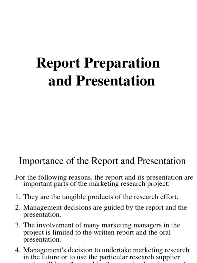Report Preparation and Presentation | PDF | Marketing Research | Histogram