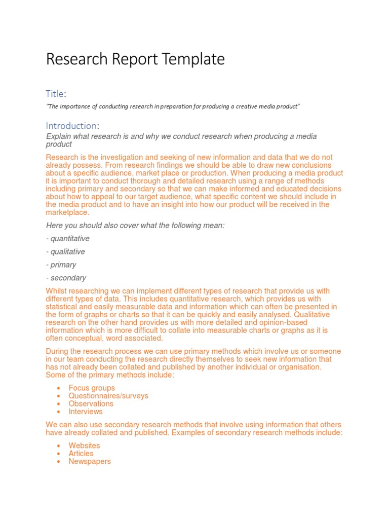 Media Research Report Template | PDF | Qualitative Research ...