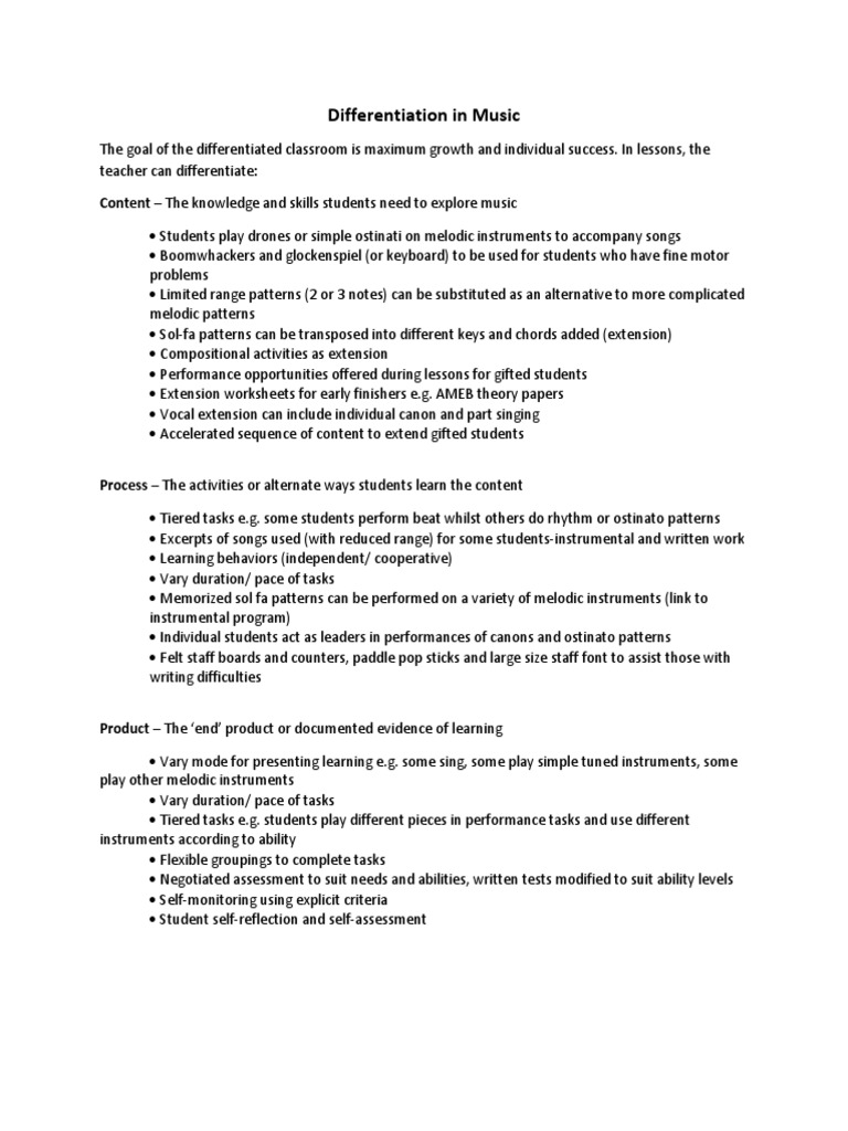 Differentiation in Music Education | PDF | Classroom | Music Education