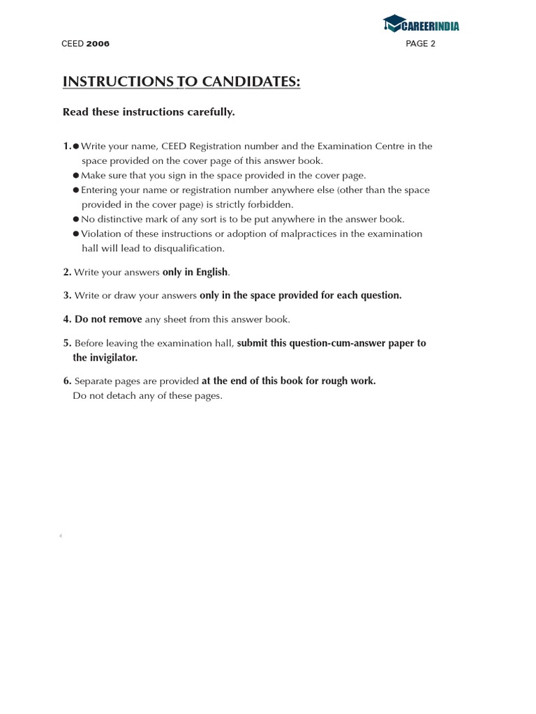 Ceed 2006 Question Paper 145 | PDF | Design