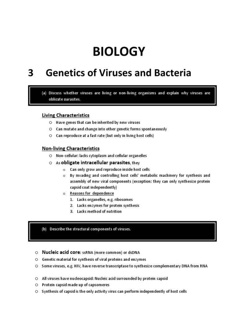 Biology: 3 Genetics of Viruses and Bacteria | PDF | Operon | Virus
