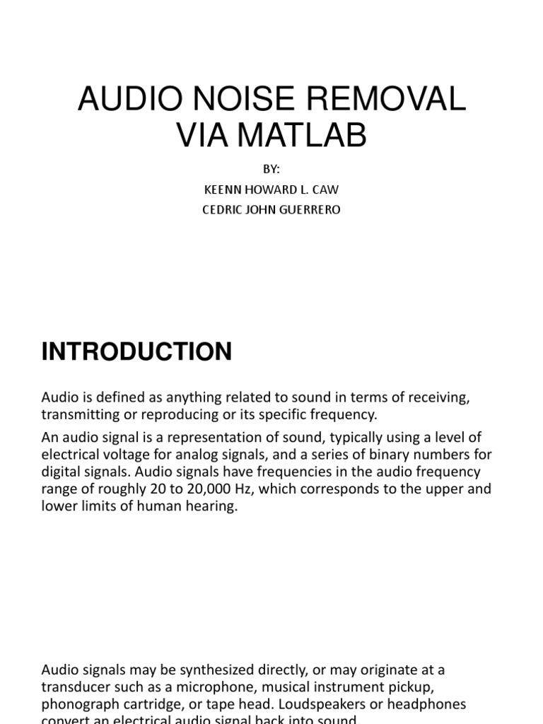 Audio Noise Removal Via Matlab | PDF | Low Pass Filter | Filter (Signal ...