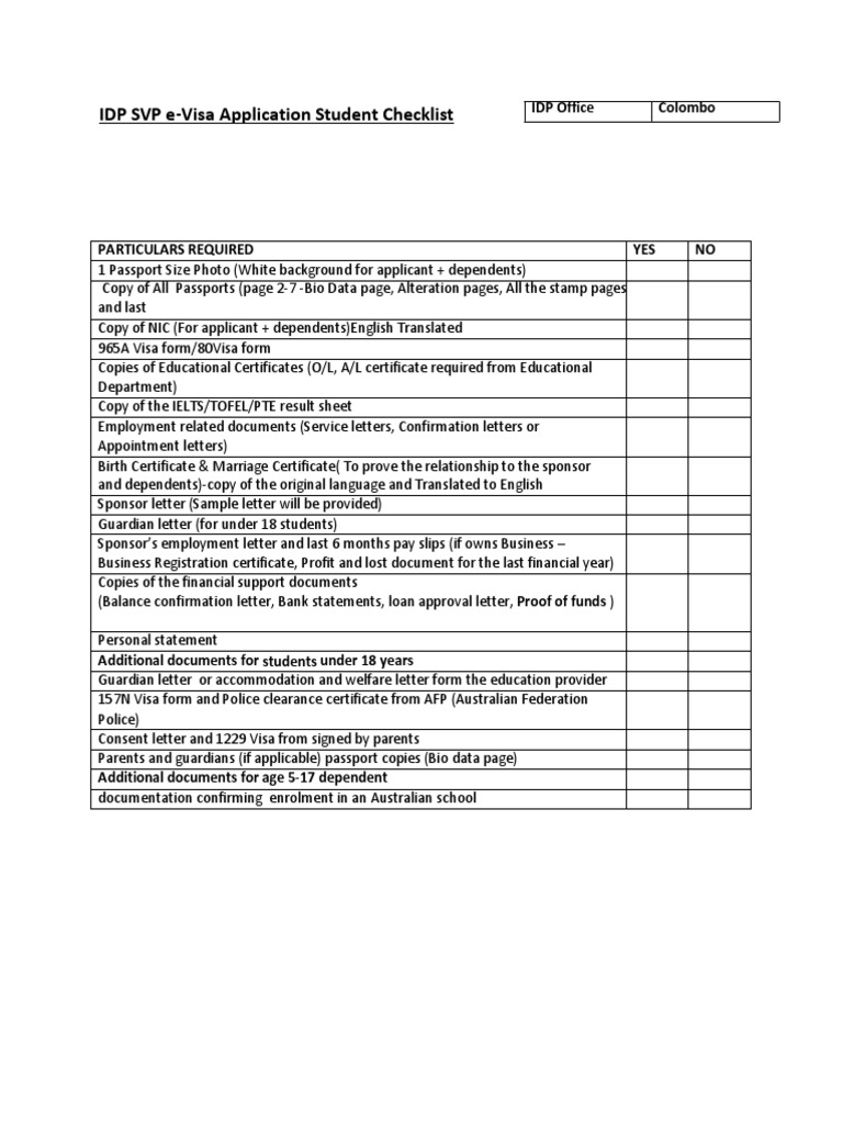 Australia Student Visa Document Checklist | PDF | Deposit Account ...