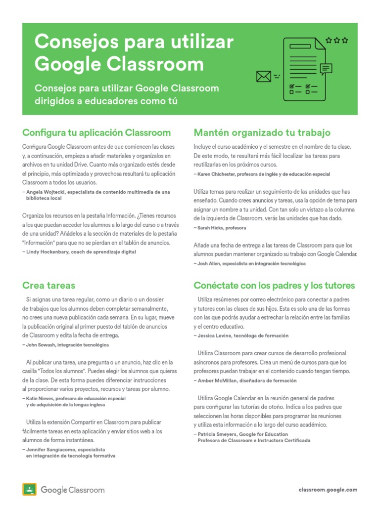 Consejos para Utilizar Google Classroom (Public) PDF | PDF ...