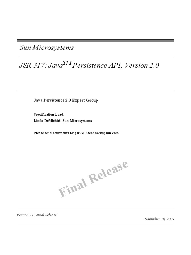 Persistence 2 0 Final Spec | PDF | Application Programming Interface | Inheritance (Object ...