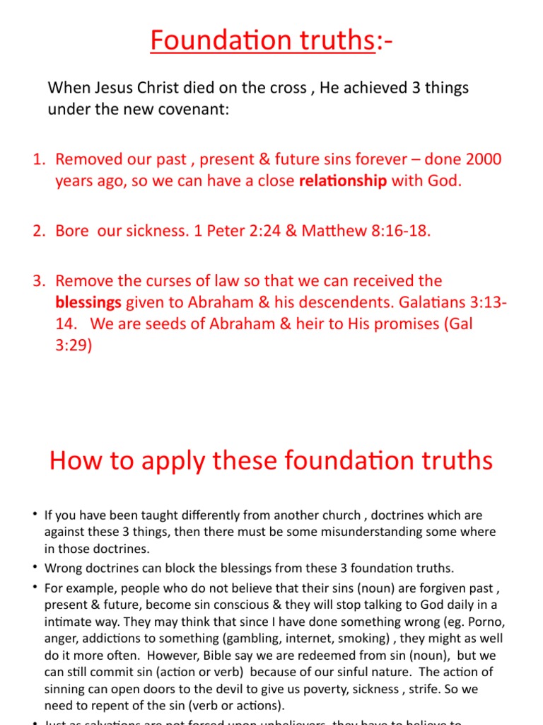 Foundation Truths Rev3 | PDF | Jesus | Sowing