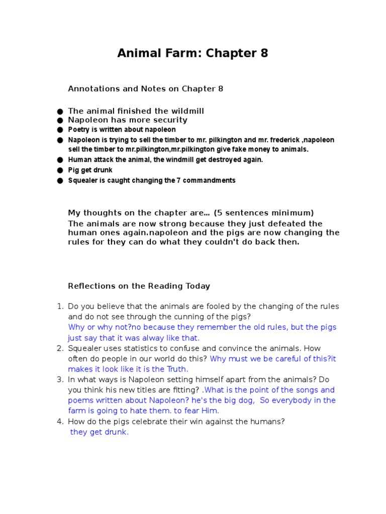 Raymond Pacheco - Animal Farm Chapter 8 | PDF