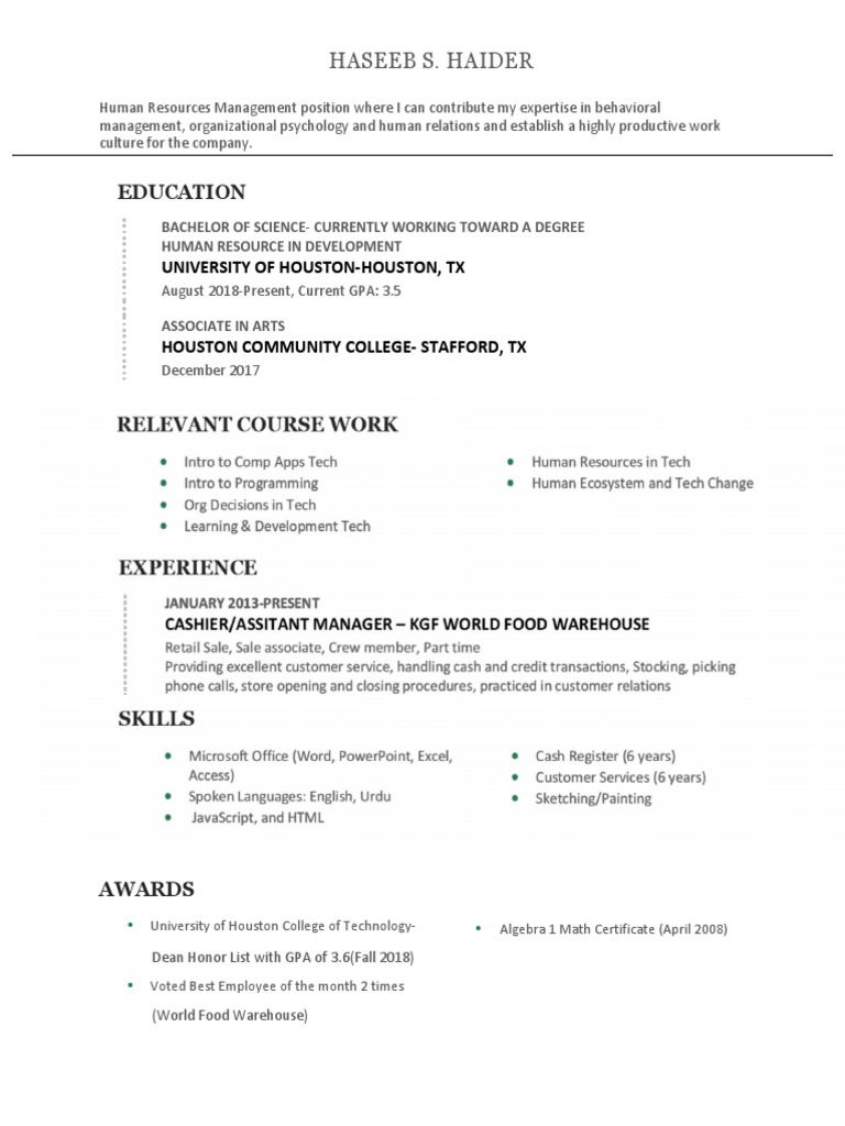 Haseeb S Haider Resume | PDF | Academia | Psychology