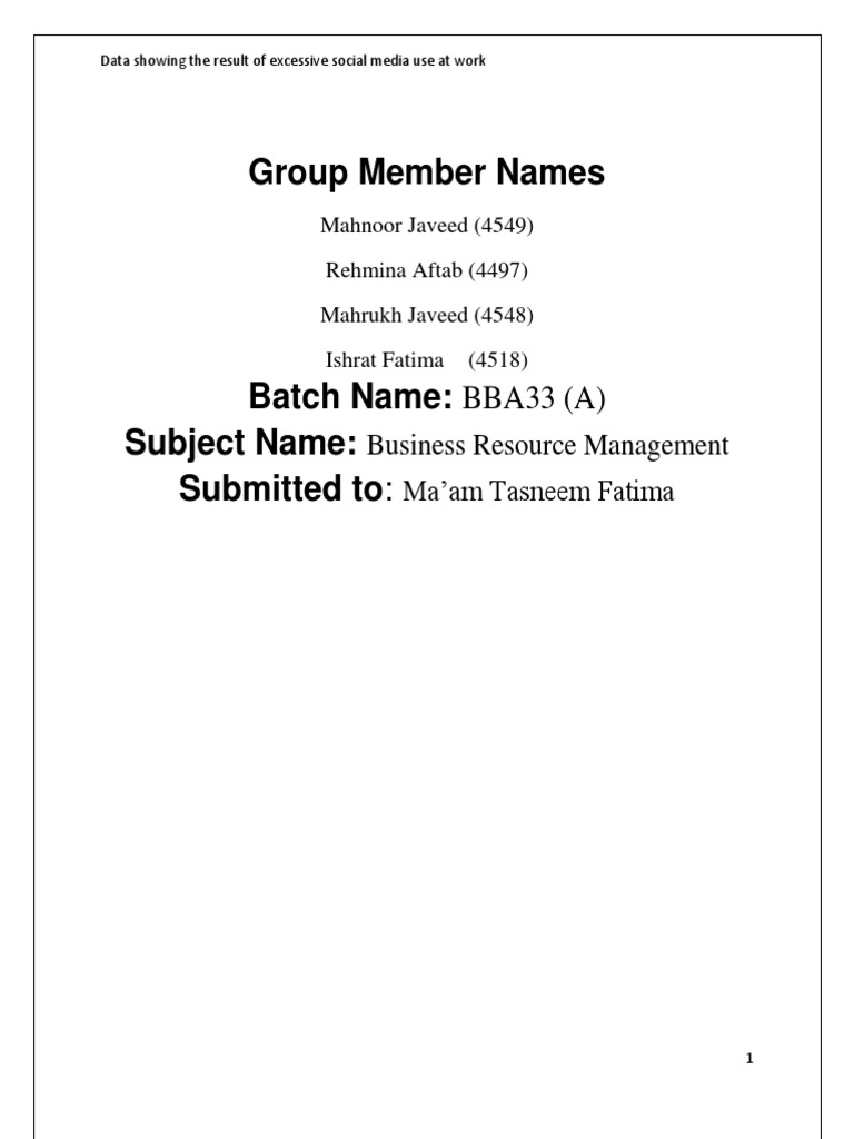 Group Member Names: BBA33 (A) | PDF | Social Media | Popular Culture ...