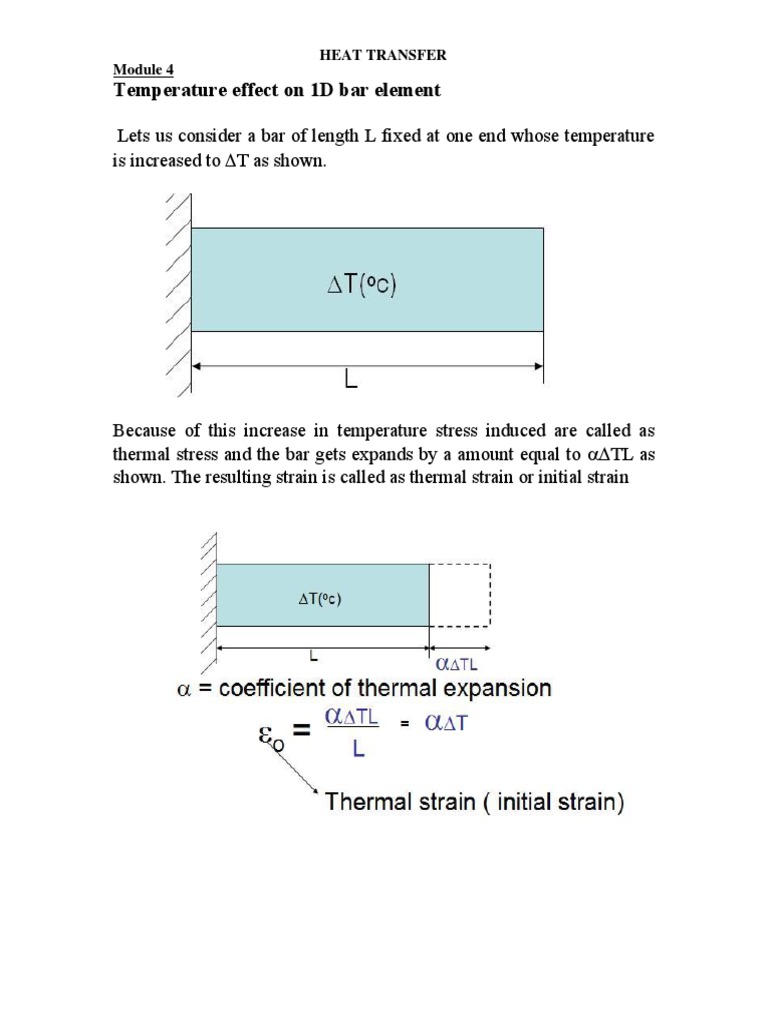 Temperature Effect On 1D Bar Element: Heat Transfer | PDF