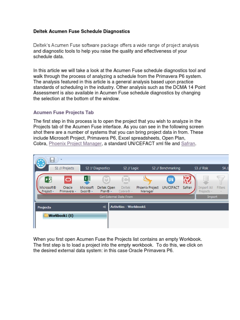 Deltek Acumen Fuse Schedule Diagnostics | PDF | Microsoft Excel ...