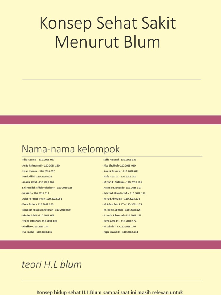 Konsep Sehat Sakit Menurut Blum | PDF