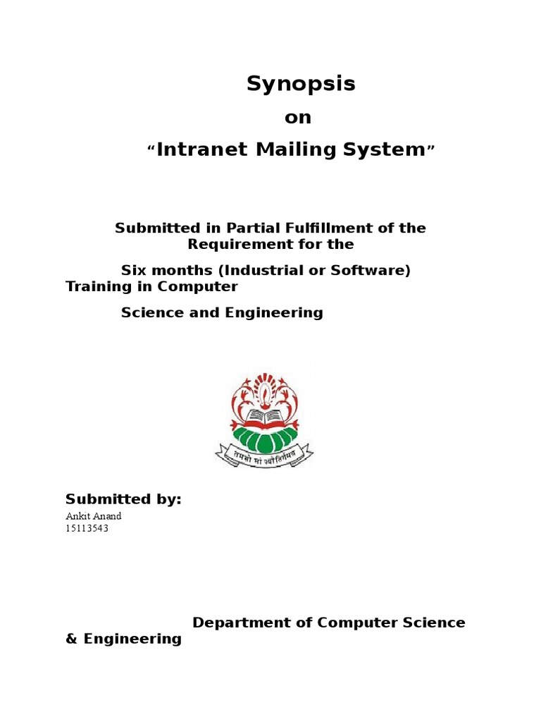 Intranet Mailing System Synopsis | PDF | Computer Network | Internet