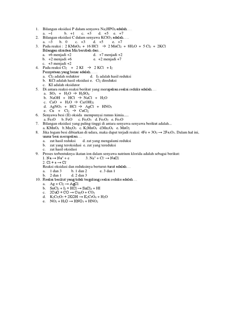 Soal - Soal Redoks | PDF