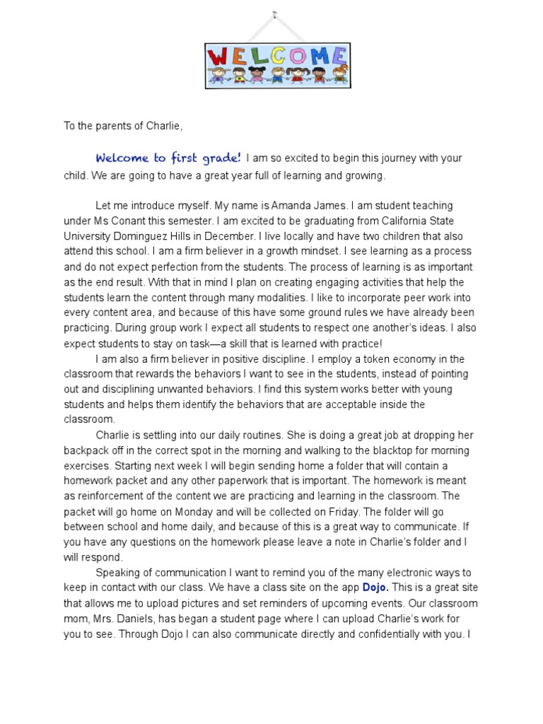 Taskstream Parent Letter 1 | PDF | Pedagogy | Learning