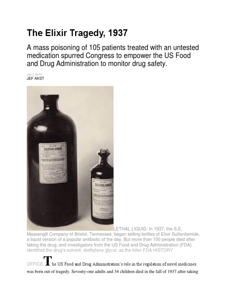 The Elixir Tragedy | PDF | Food And Drug Administration | Products Of ...
