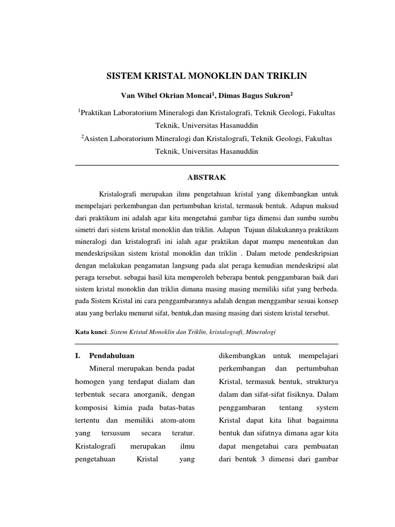Sistem Kristal Monoklin Dan Triklin | PDF