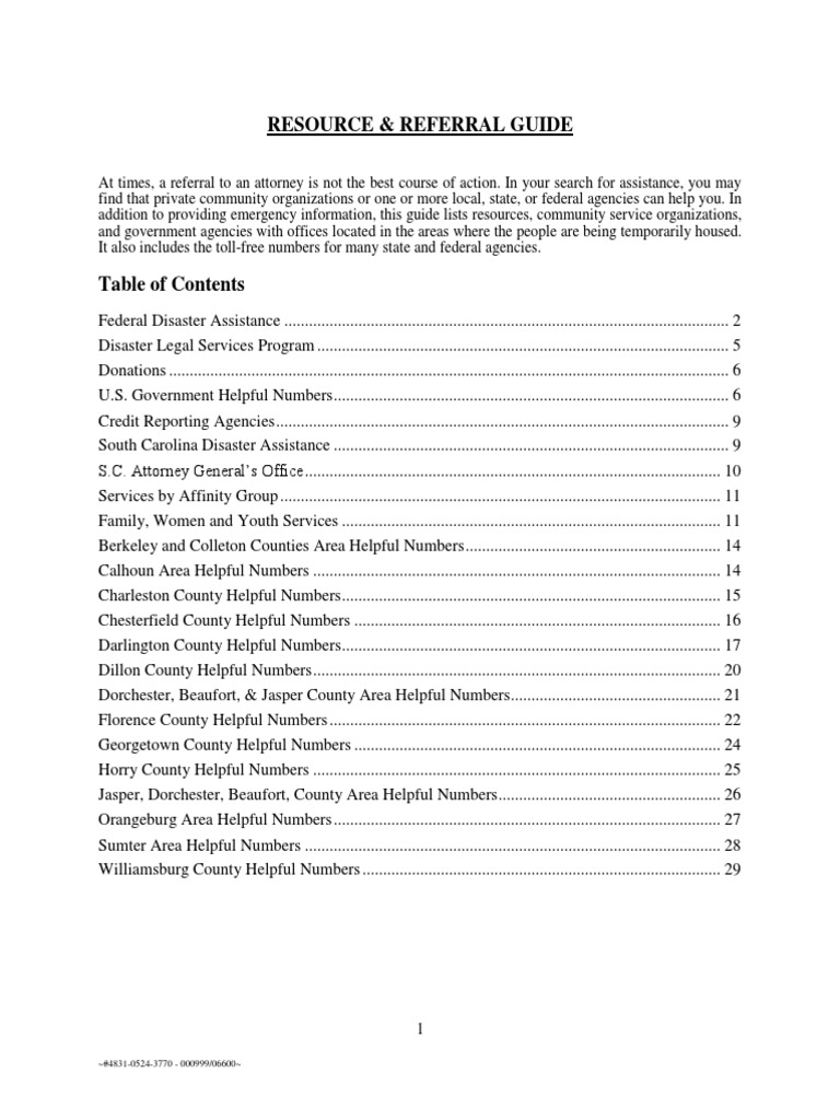 Resource and Referral Guide for Disaster Assistance | PDF | Small ...
