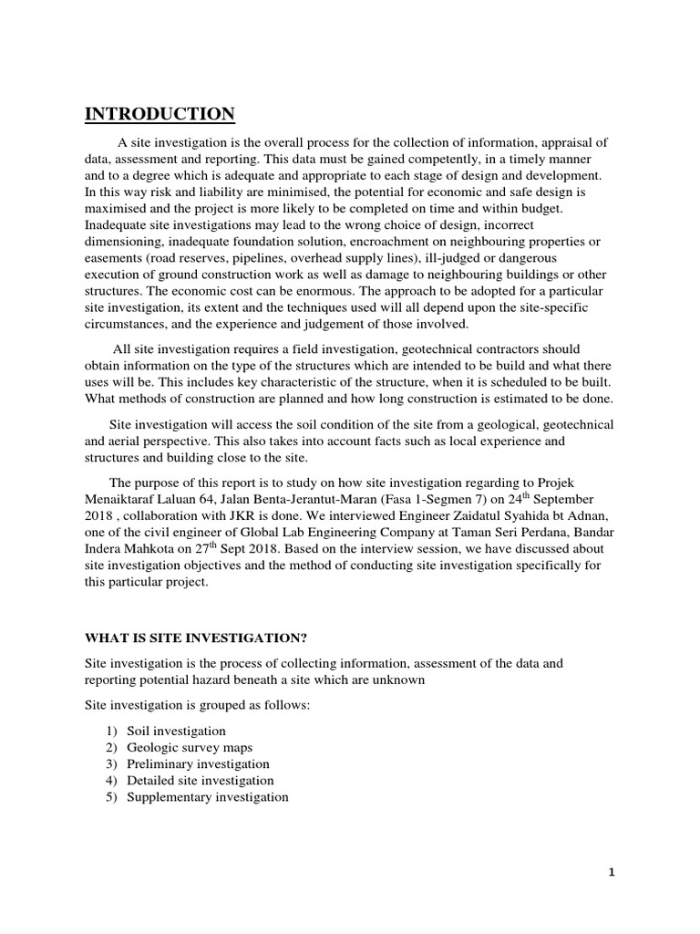 Site Investigation for Road Upgrade Project | PDF | Geotechnical ...