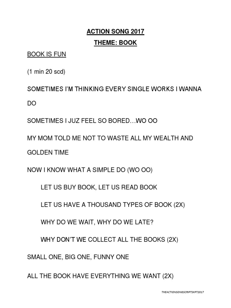 Fun Action Songs About Books | PDF | Leisure