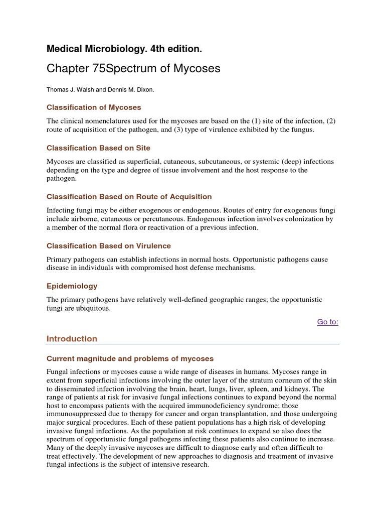Classification of Mycoses Explained | PDF | Fungus | Candidiasis