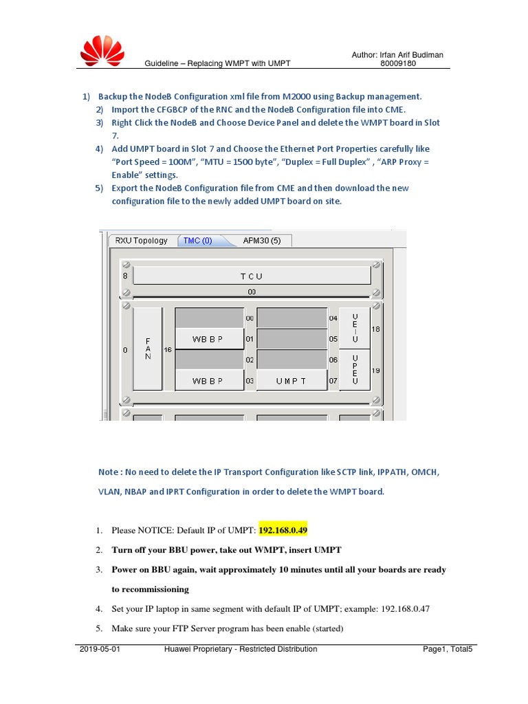 Guideline Replacing WMPT With UMPT | PDF | File Transfer Protocol | Ip ...