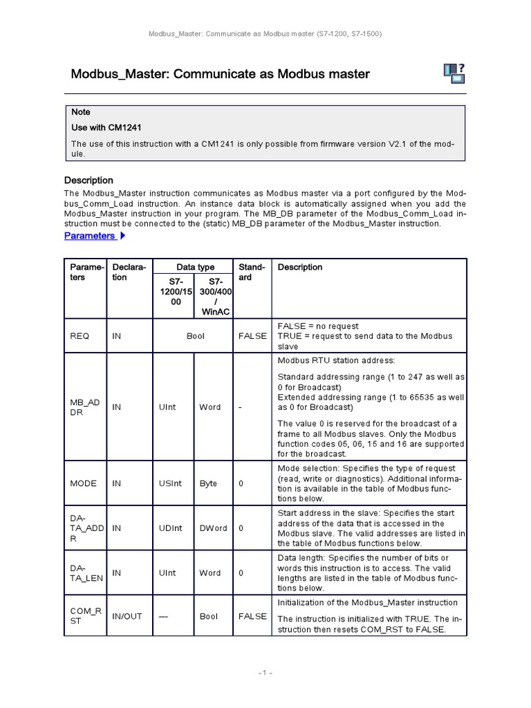 Khoi+modbus Master | PDF | Data Type | Parameter (Computer Programming)