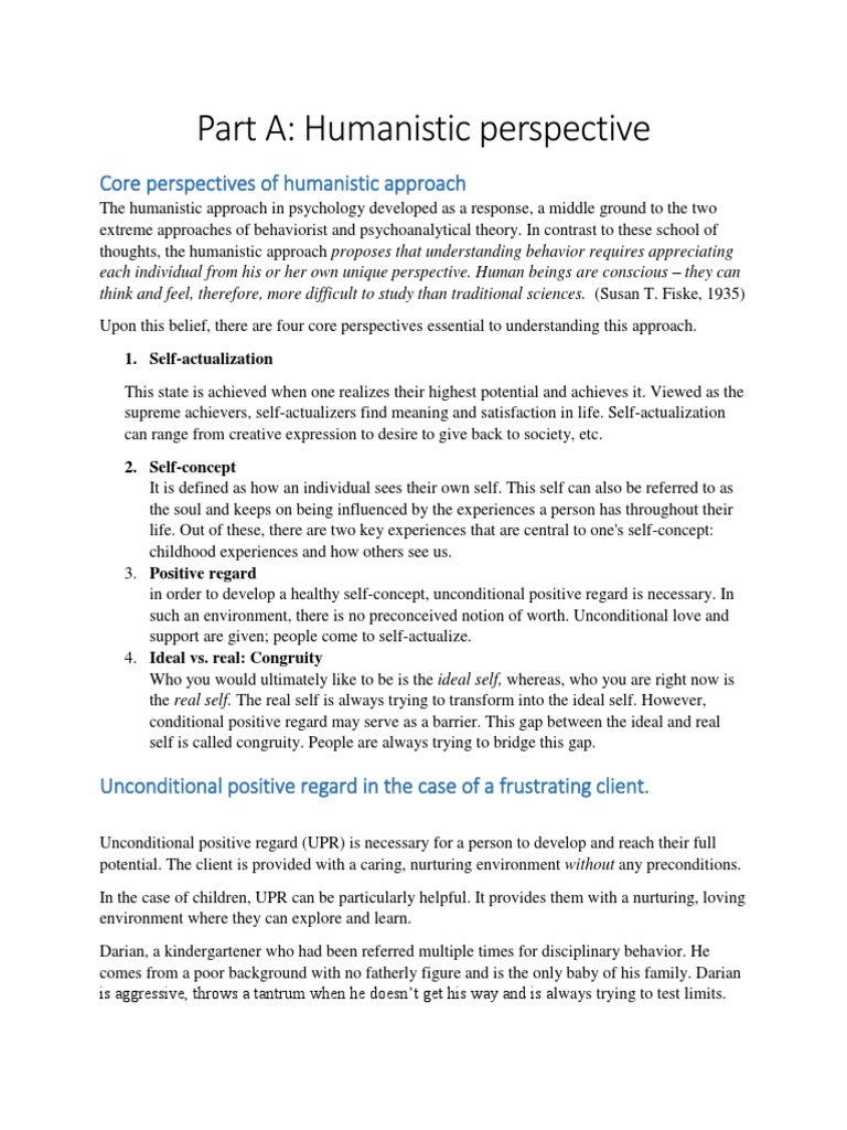 Humanistic Approaches Assignment - Edited | PDF | Humanistic Psychology ...