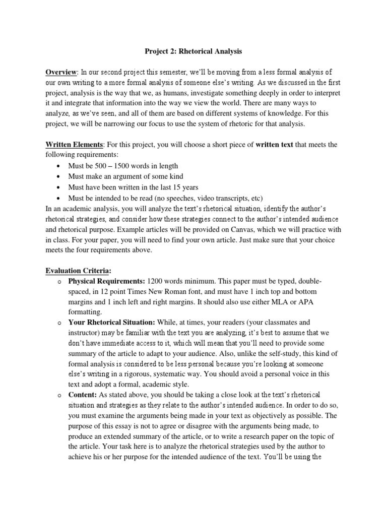 Project 2 Assignment Prompt | PDF | Rhetoric | Essays