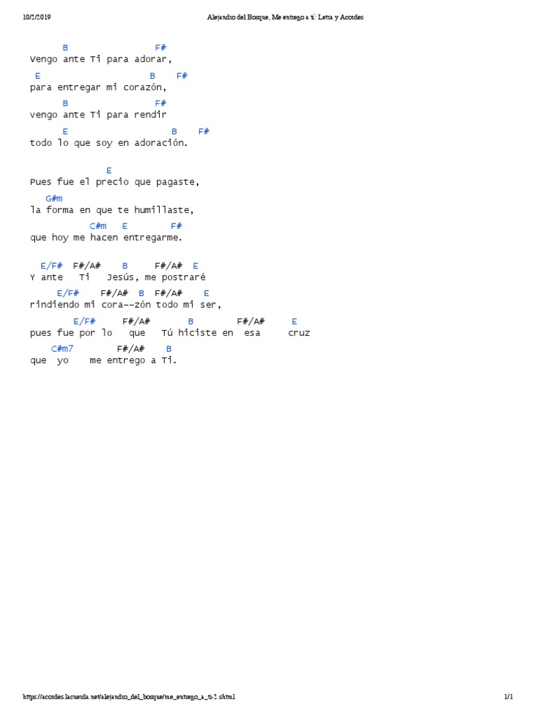 Alejandro Del Bosque, Ante Ti Jesús - Letra y Acordes | PDF