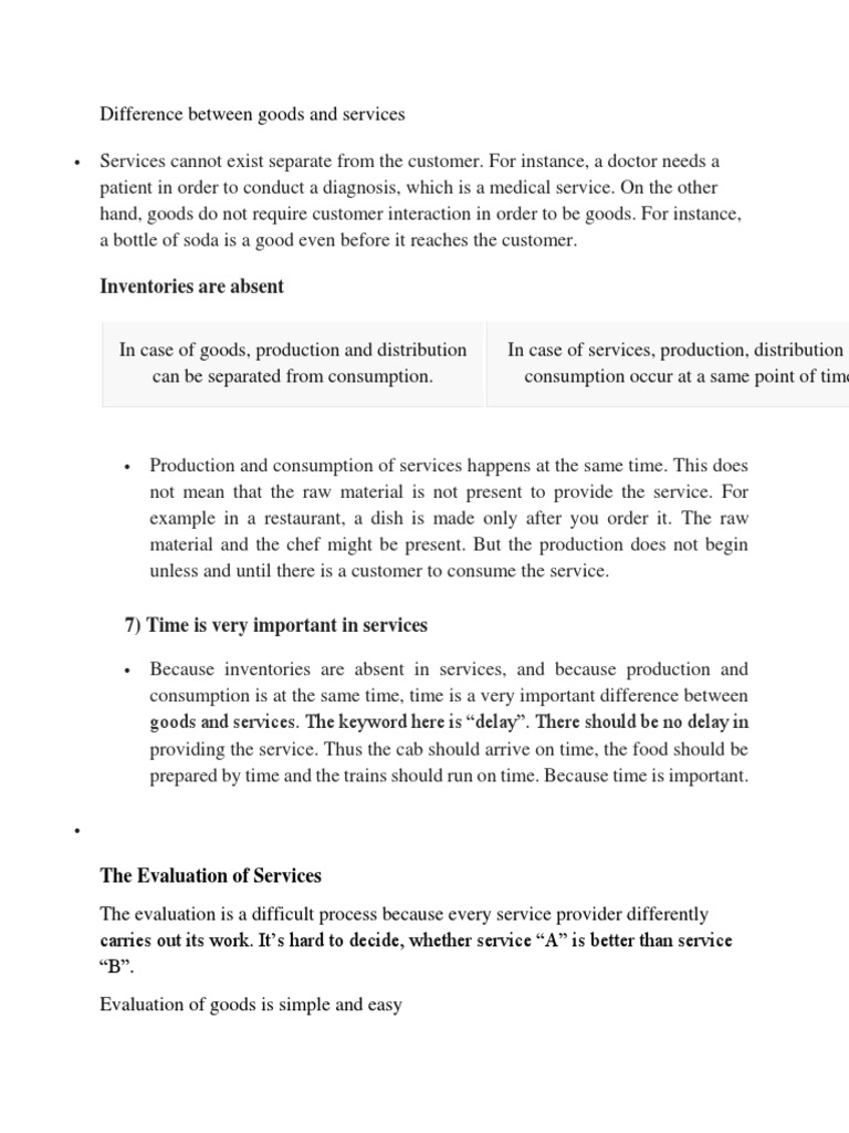 Goods vs. Services: Key Differences | PDF
