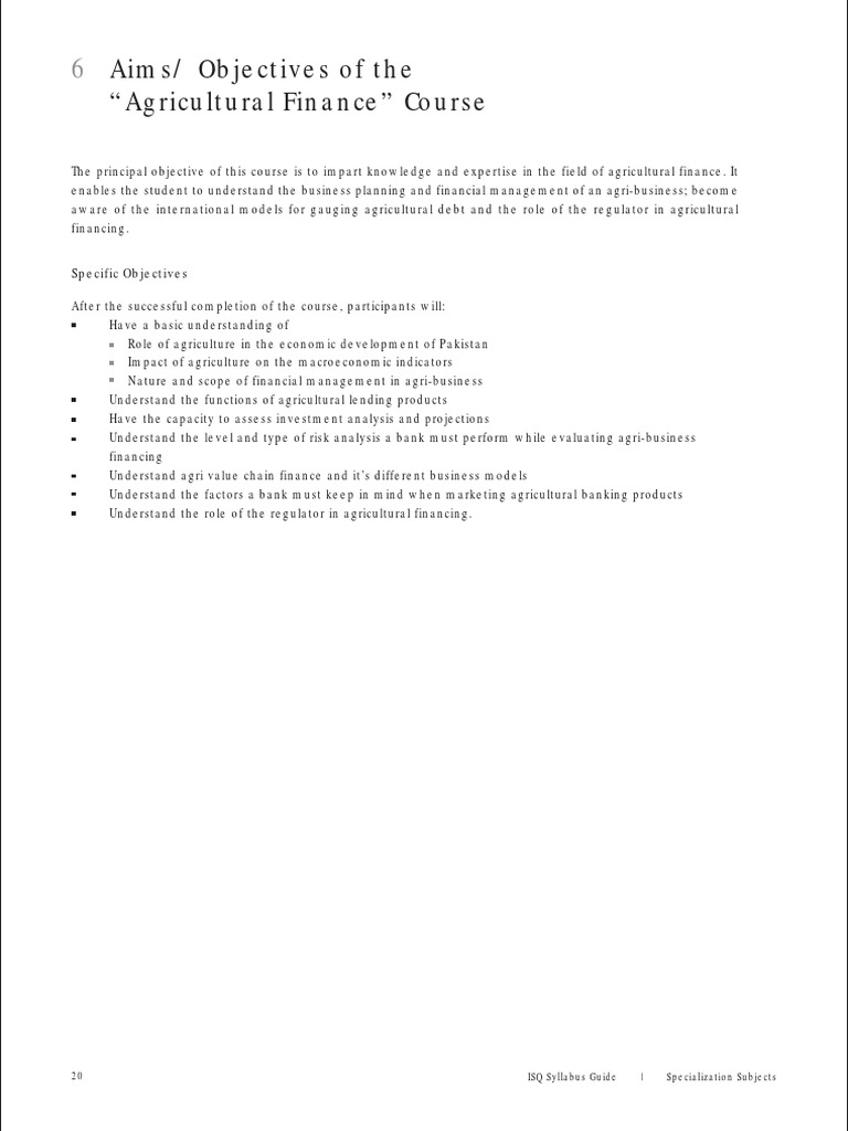 Agricultural Finance Special | PDF | Credit | Finance & Money Management