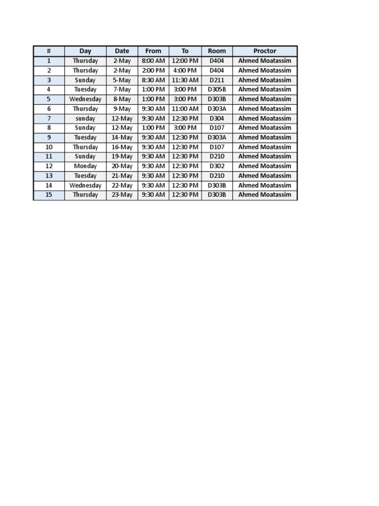 Final Schedule | PDF