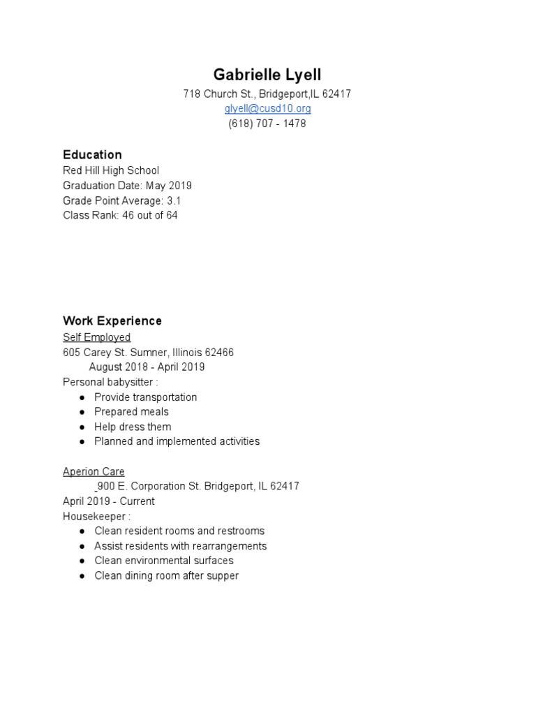 Gabrielle Lyell's Resume and Experience | PDF