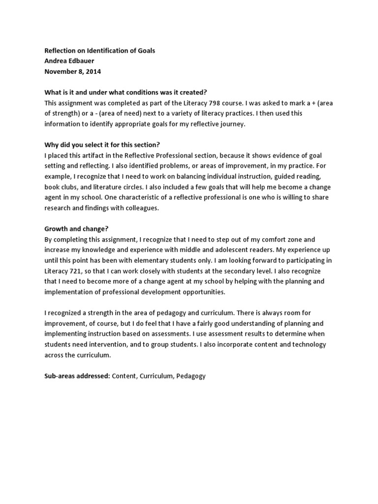 Initial Goal Reflection | PDF