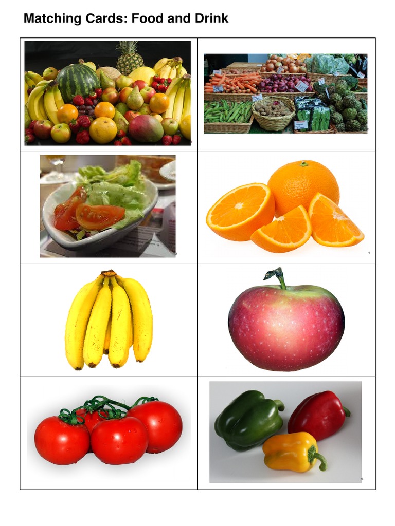 Food and Drink Matching Cards PDF | PDF | Drink | Fruit