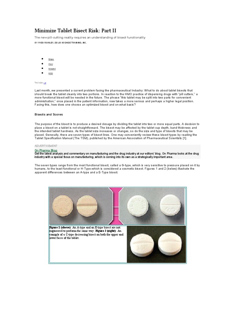 Minimize Tablet Bisect Risk | PDF | Tablet (Pharmacy) | Medical Treatments