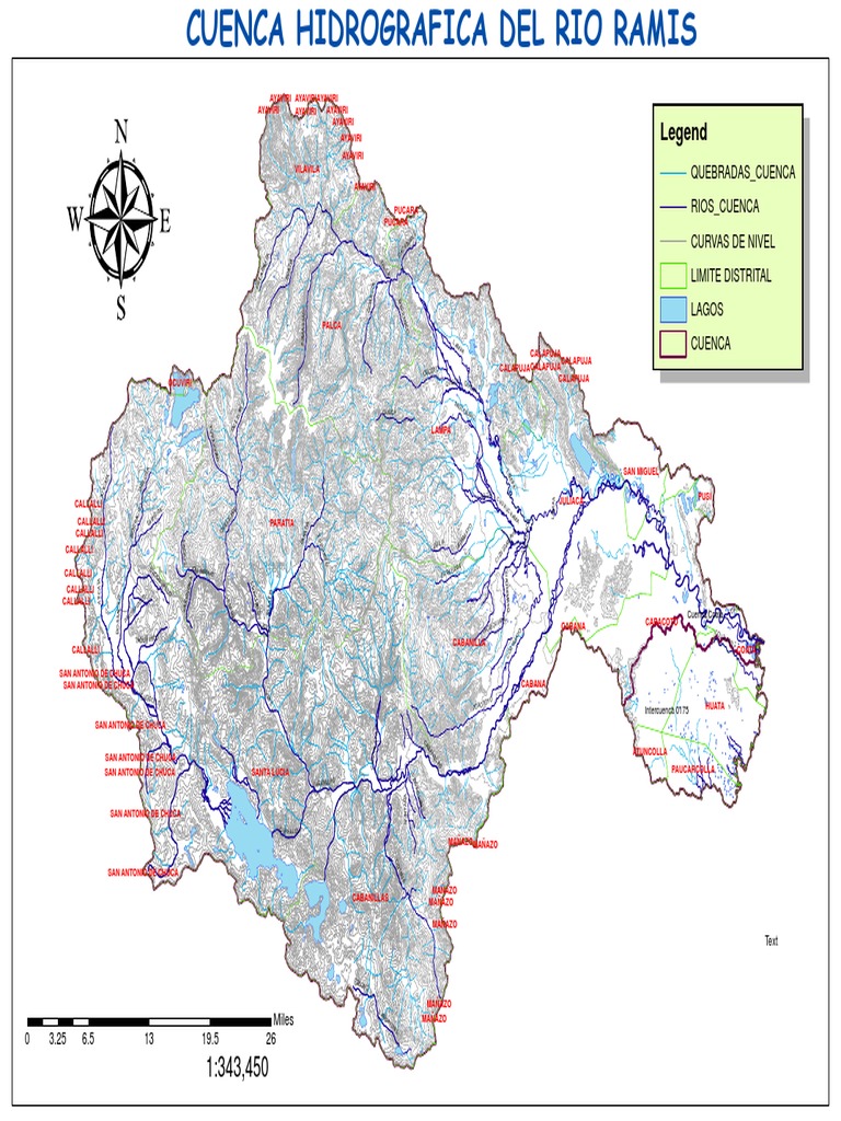 Legend: Quebradas_Cuenca Rios_Cuenca Curvas De Nivel Limite Distrital ...