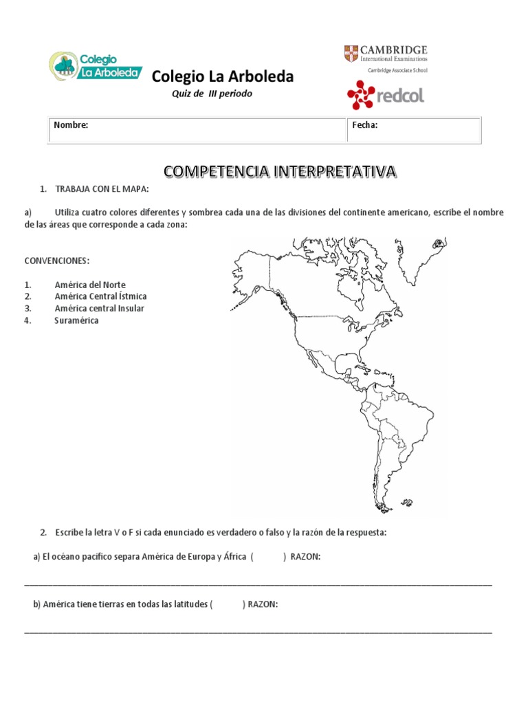 Quiz Sobre El Continente Americano Septimo Grado 2019 | PDF | Américas ...
