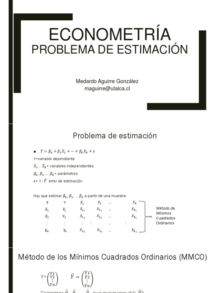 Tema 2 - Problemas de Estimacion | PDF | Mínimos cuadrados ordinarios | Econometría