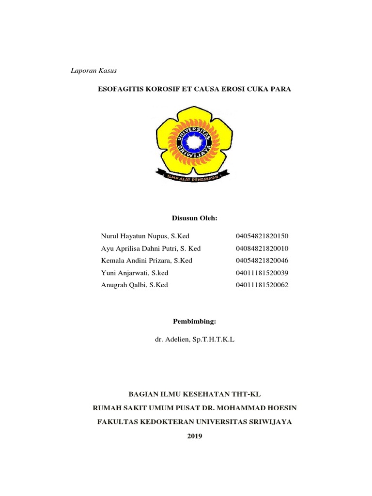 Laporan Kasus Esofagitis Korosif | PDF