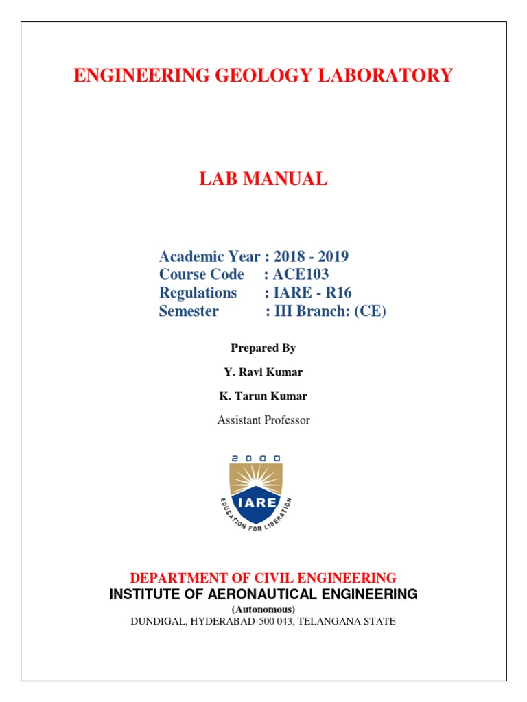 Engineering Geology Lab Manual | PDF | Minerals | Rock (Geology)