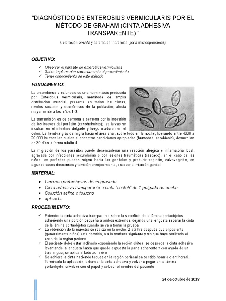 “Diagnóstico De Enterobius Vermicularis Por El Método De Graham (Cinta ...
