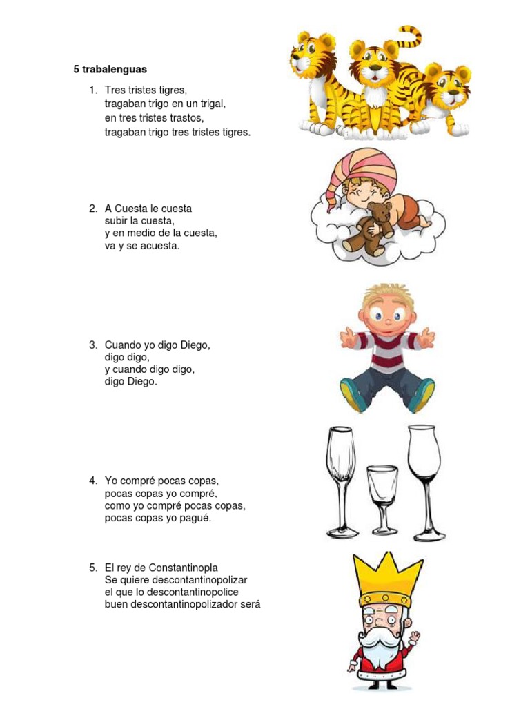 5 Trabalenguas, Adivinanzas, Rimas, Retahilas y Fabula