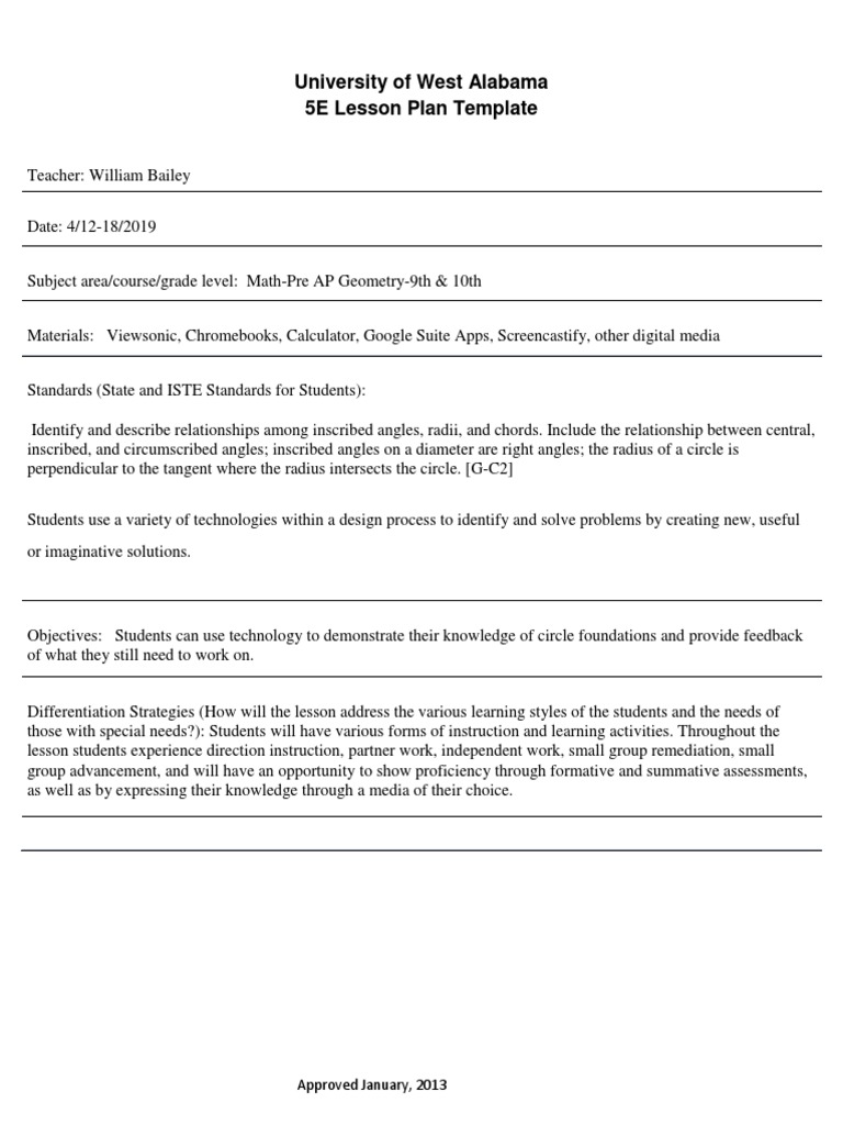 5e Lesson Plan 2 Ed508 | PDF | Lesson Plan | Project Based Learning