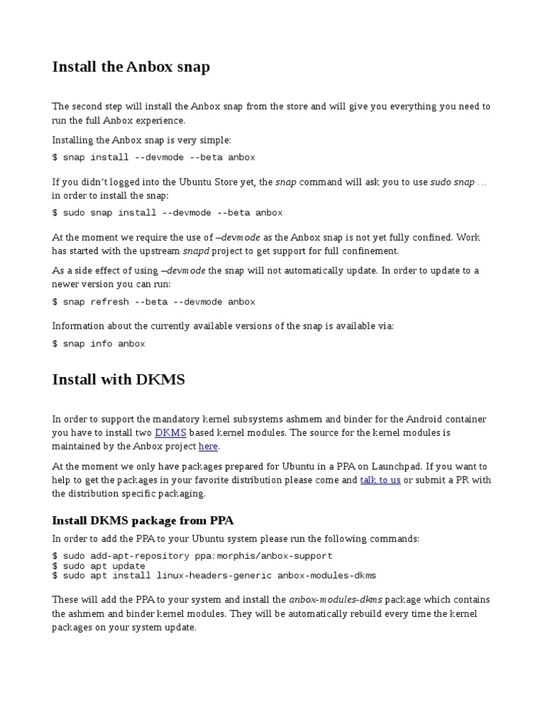Installing the Anbox Snap and DKMS Kernel Modules to Enable Android ...