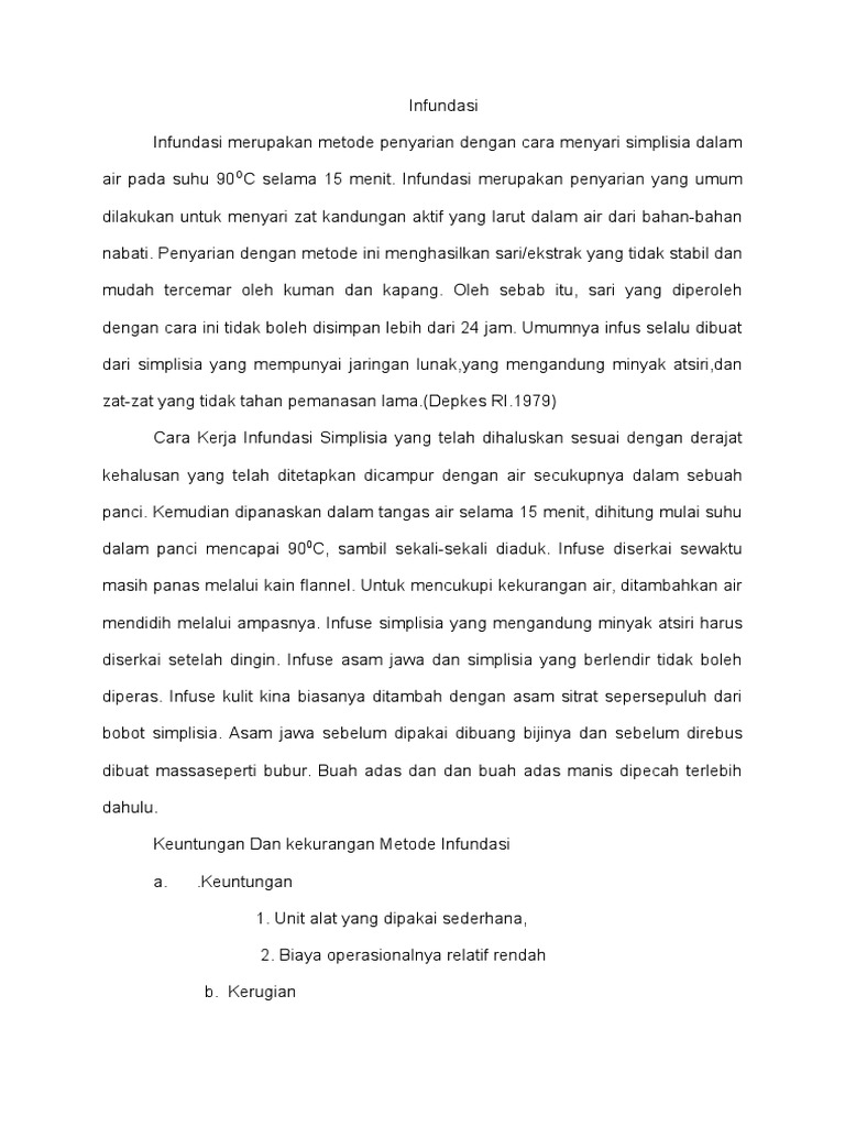 Metode Infundasi dan Dekok untuk Mendapatkan Ekstrak Simplisia | PDF