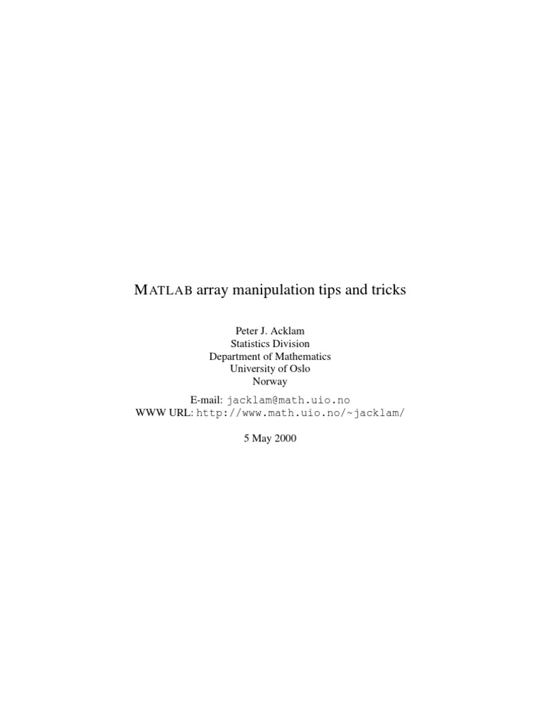 M Array Manipulation Tips And Tricks Atlab Pdf Matrix Mathematics Array Data Structure 7078