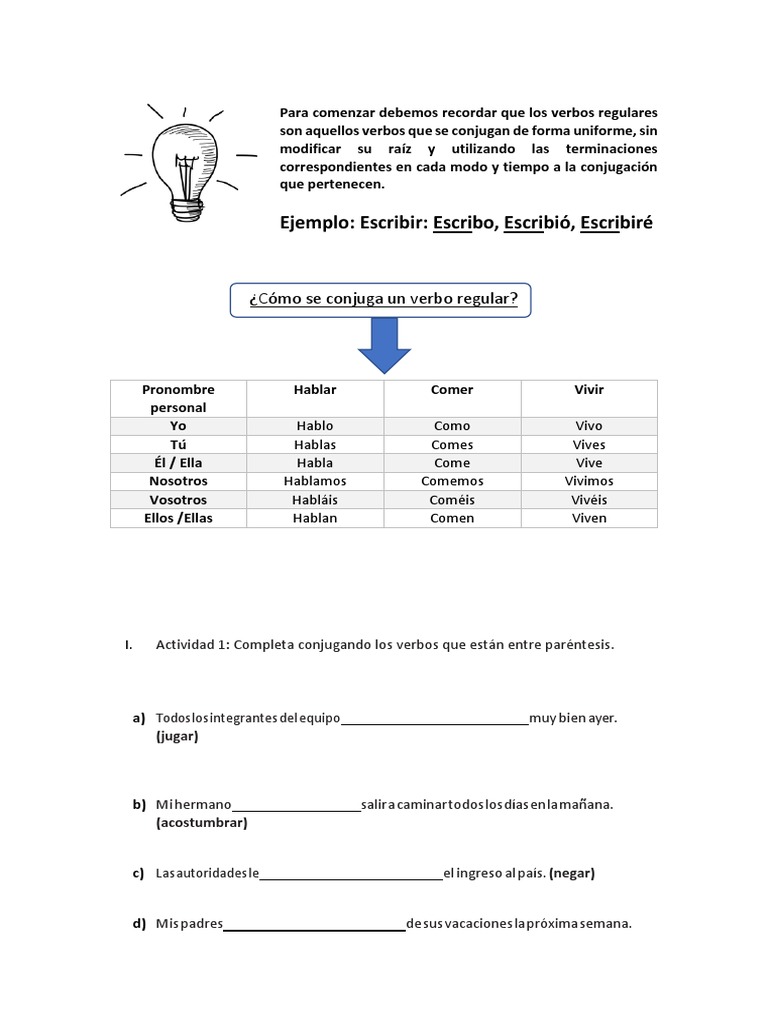 Guía Verbos Regulares | PDF | Verbo | Morfología
